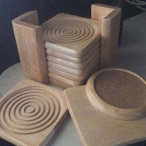 Party Supplies | Made In Thailand Genuine Wood Coasters 3 Glasses ...